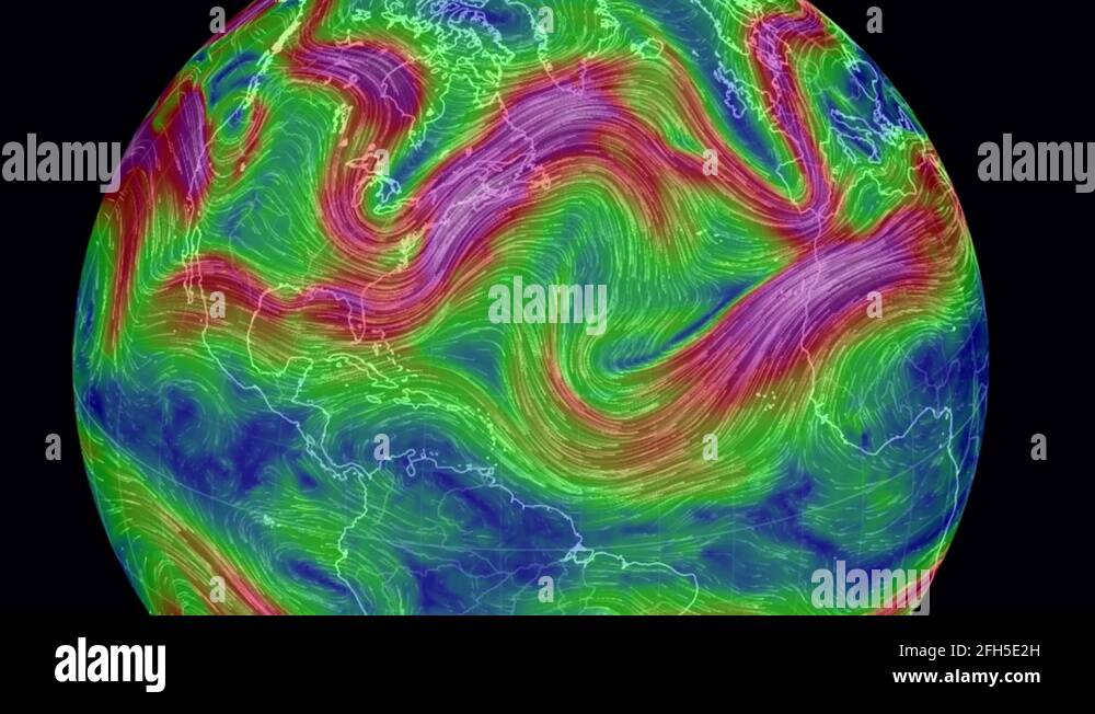 Jet stream and air currents affecting weather around planet Earth Stock ...