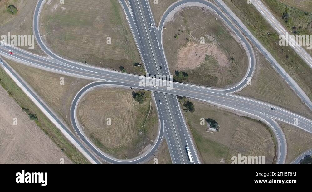 Highway Top View Overpass Figure 8 Loop Aerial Footage Stock Video ...