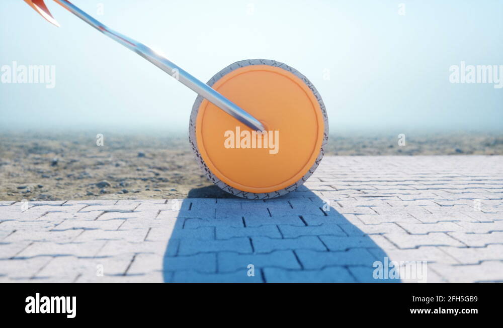 A roll of paving slab. Brush of paving slab. Building concept ...