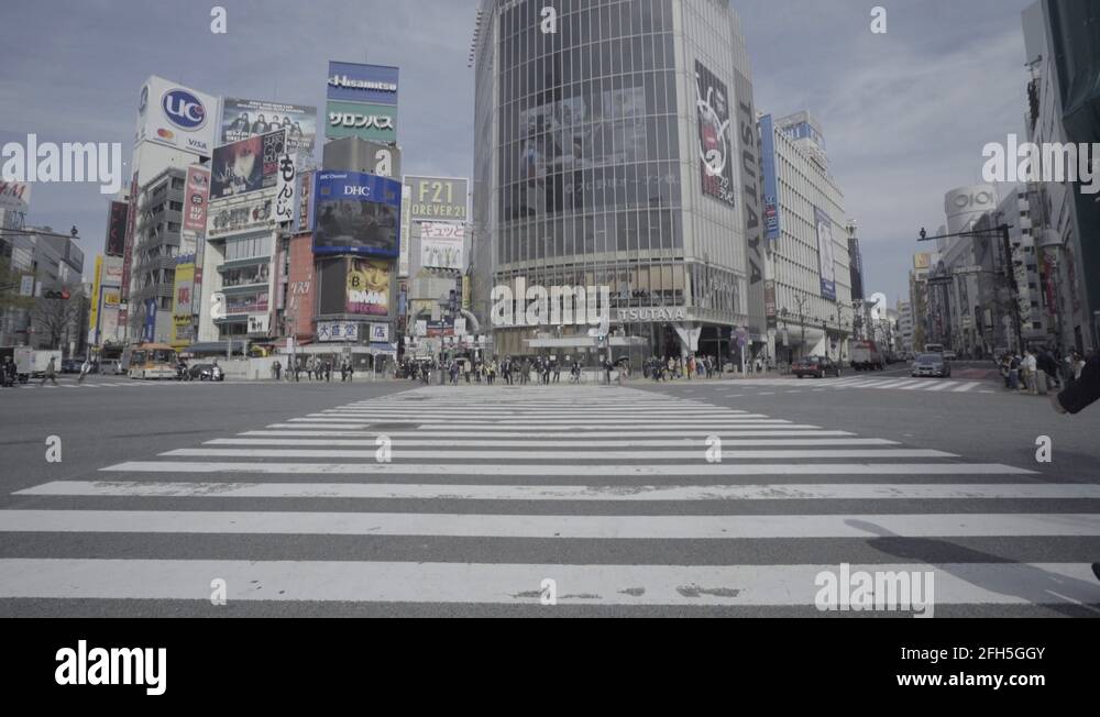 Busy Street, People Walking Pedestrian Crowd at Shibuya Crossing in ...