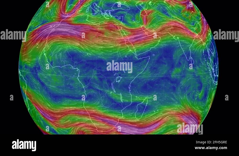 Jet stream and air currents that affect weather around Earth Stock ...