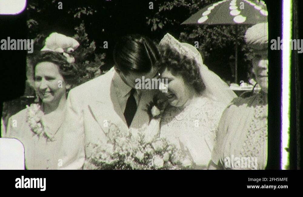 1940s Woman Ugly Bride Homely Groom WEDDING DAY Portrait Vintage Film ...