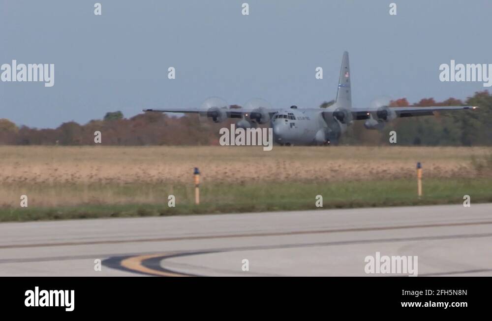 Lockheed C-130 Hercules take off from runway - 2016 Stock Video Footage ...