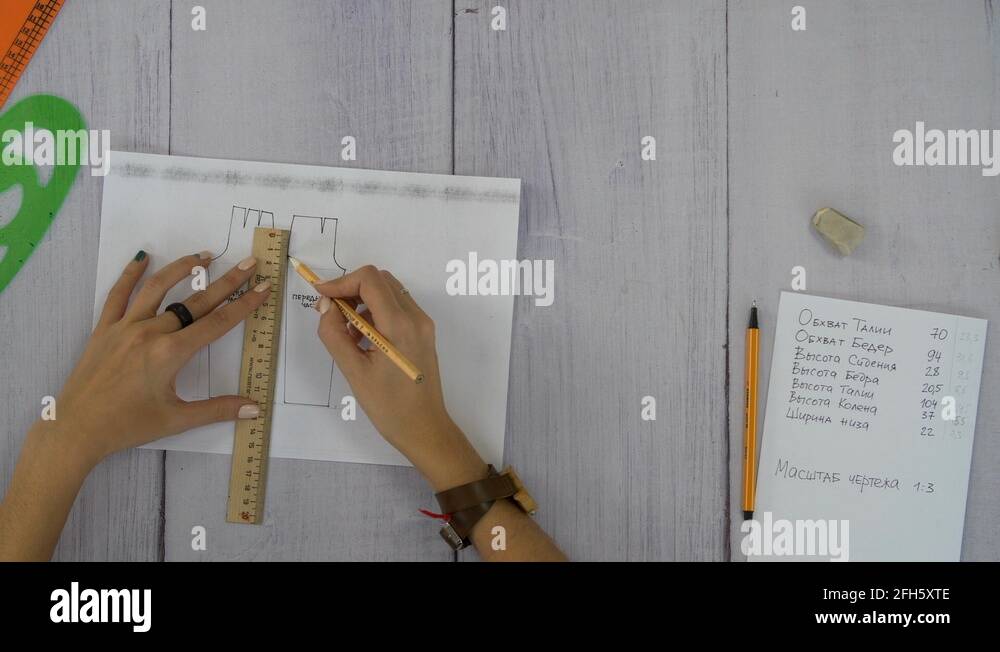 Female hands draw a line using a ruler and a pencil Stock Video Footage ...