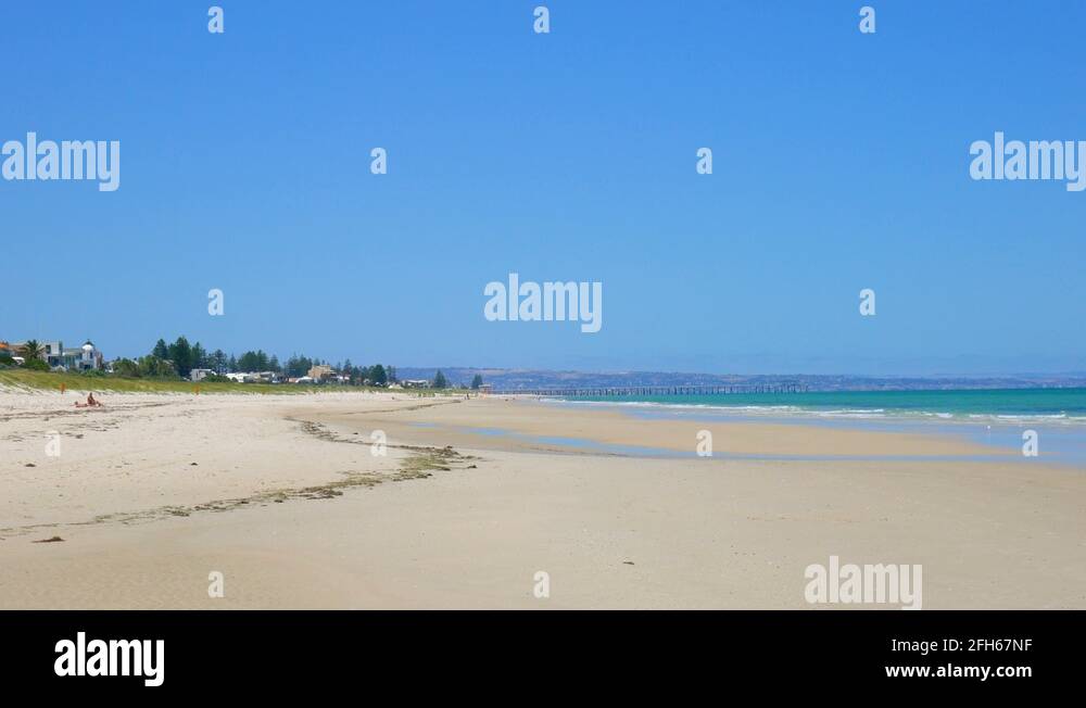 Golden sandy beach, taken at Tennyson, South Australia, handheld ...