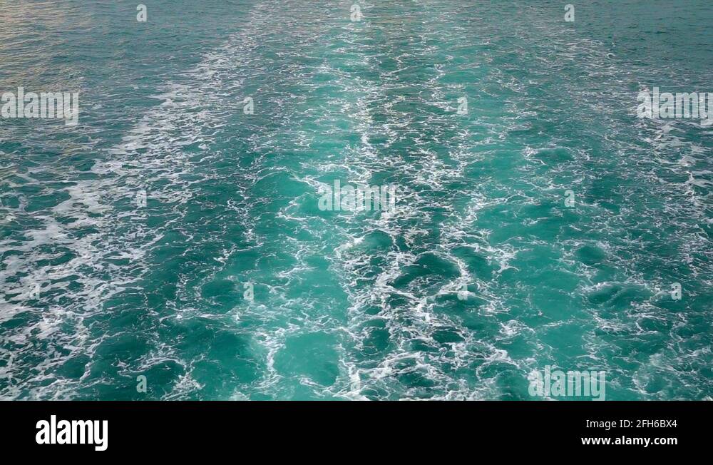 Water Trace behind Vessel. Top View from Ship Deck Stock Video Footage ...