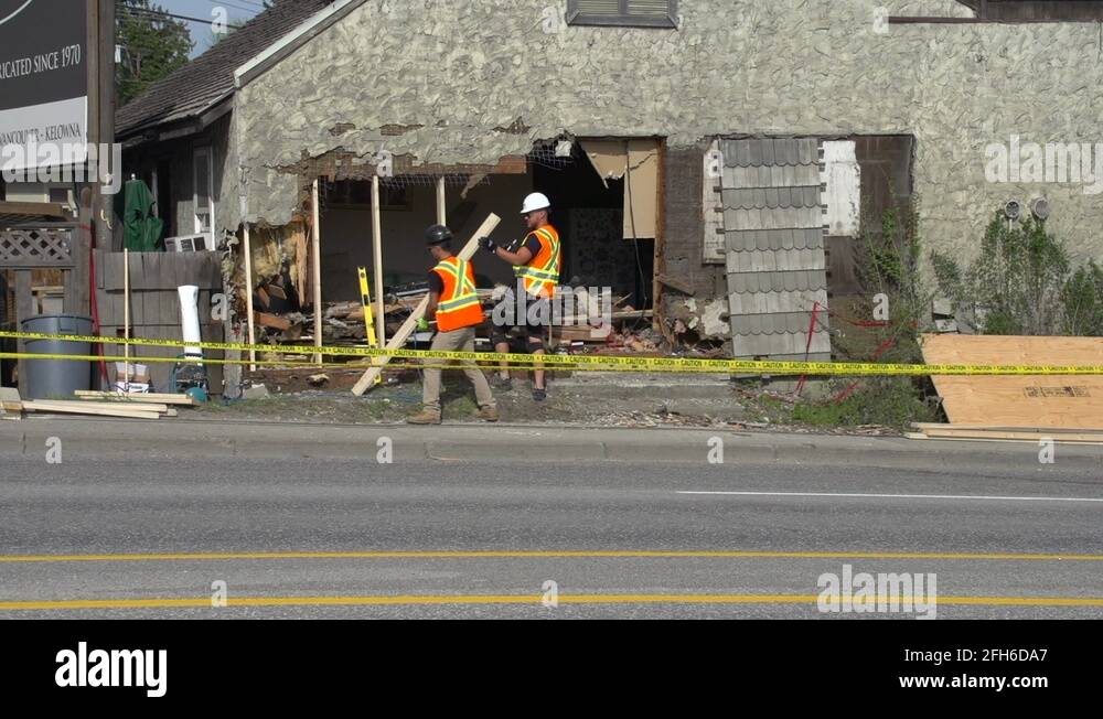 Accident, house damage from car impact with traffic #3 Stock Video ...