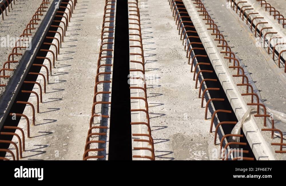 The construction site of the traffic intersection. Reinforced concrete ...
