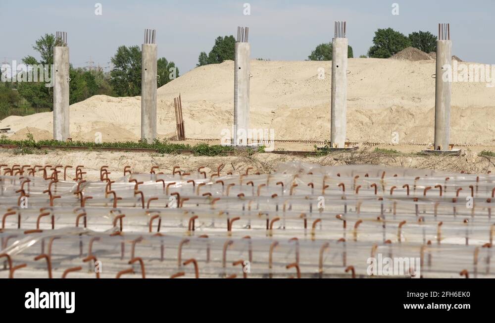 The construction site of the traffic intersection. Reinforced concrete ...