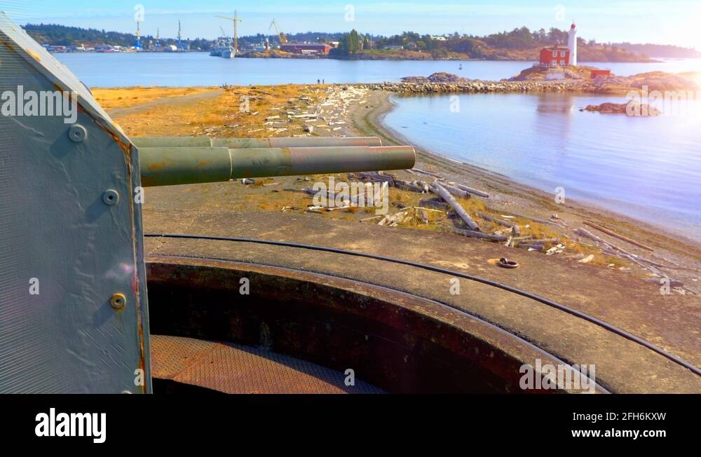 Large Cannon Gun and Lighthouse, Canadian Pacific Naval Fleet, Fort ...