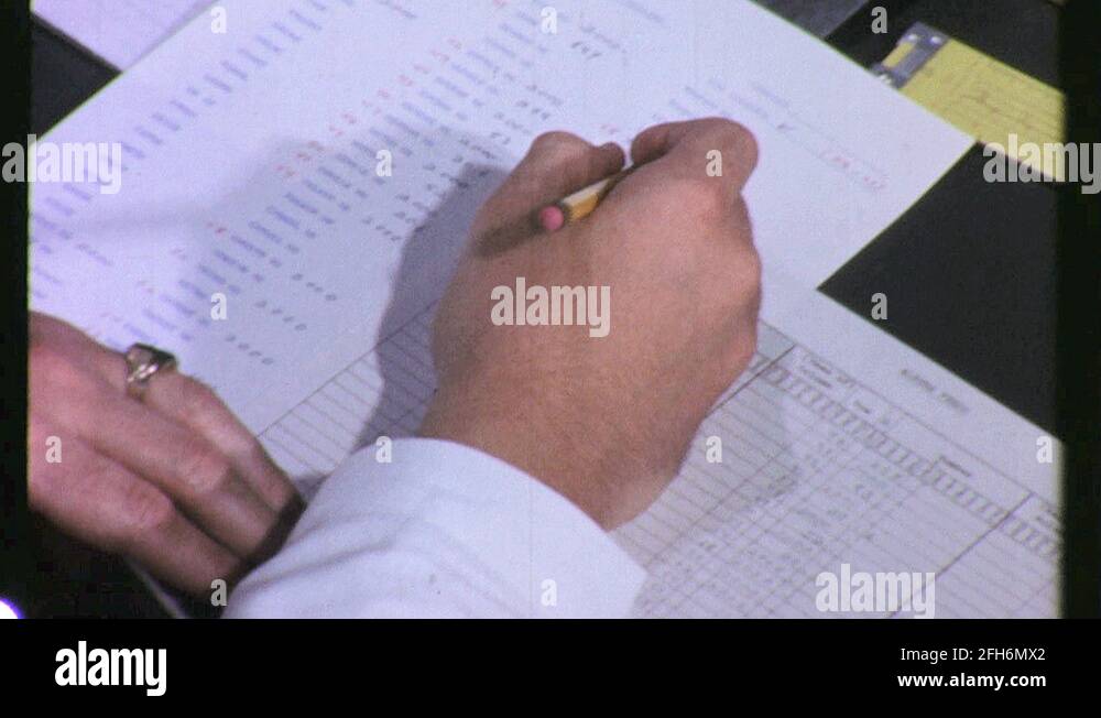 1970s Man FILLING OUT BORING Paperwork Hand Writes Vintage Movie Film ...