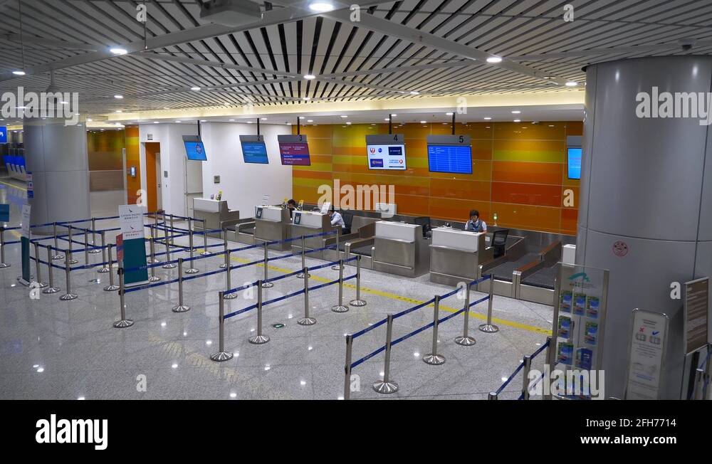shenzhen cruise terminal check-in zone interior slow motion 4k china ...