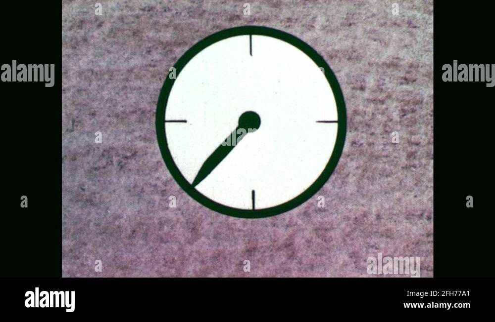 1970s: Animation of clock, person speaks into microphone. Animation of ...