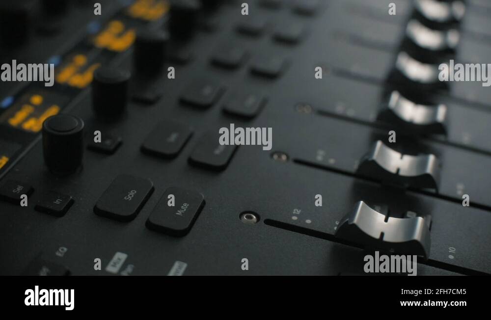 Knobs of dgital audio workstation mixer console for sound production ...