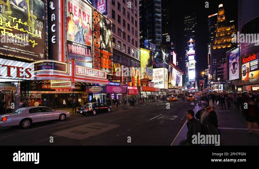 Neon lights of 42nd Street, Times Square, Manhattan, USA - 42nd Street ...