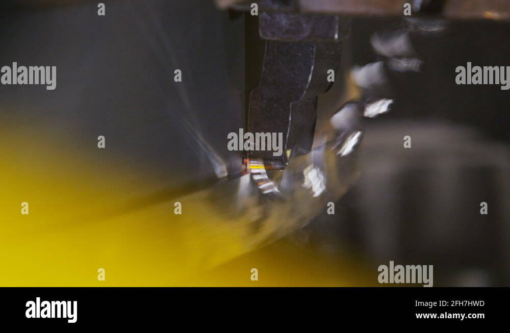 milling machine processes metal chips come out Stock Video Footage - Alamy