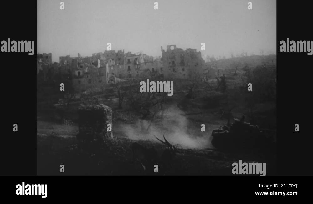 Troops fighting for the area captured by French units - 1944 Stock ...