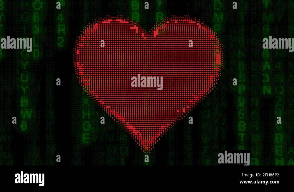 ASCII heart symbol red matrix green Stock Video Footage - Alamy