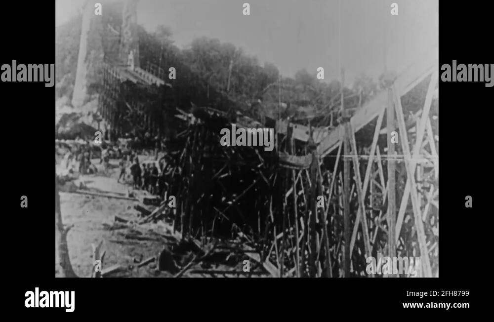 WW1 - German soldiers rebuild a destroyed bridge Stock Video Footage ...