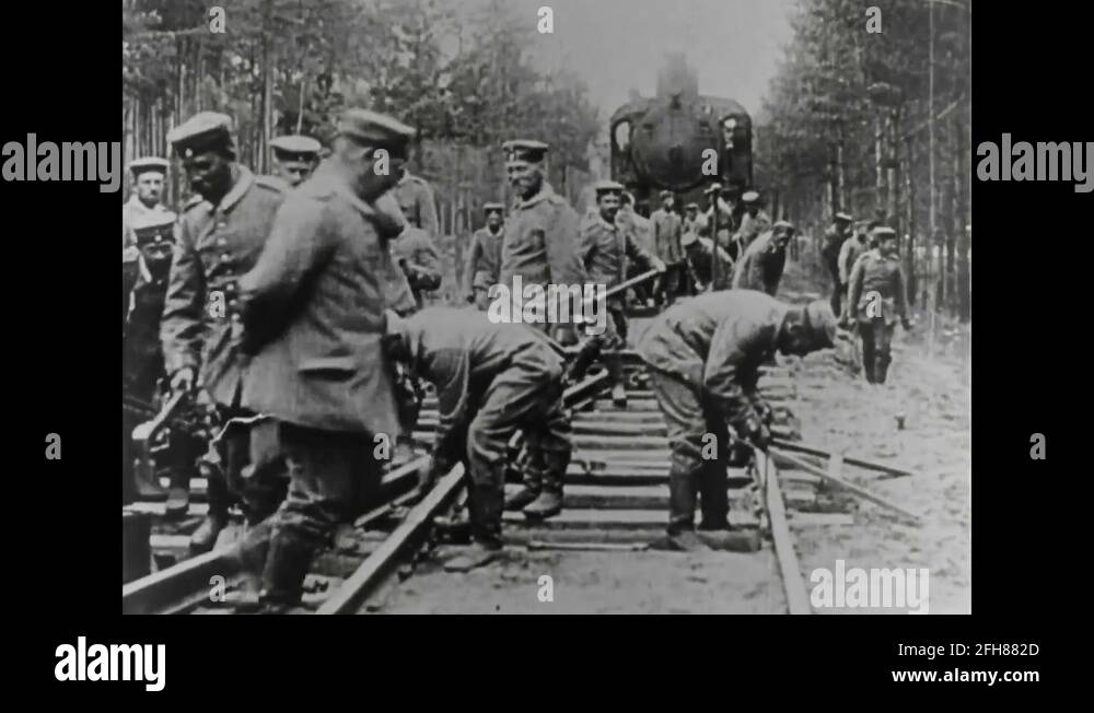 WW1 - German soldiers build up a railroad Stock Video Footage - Alamy