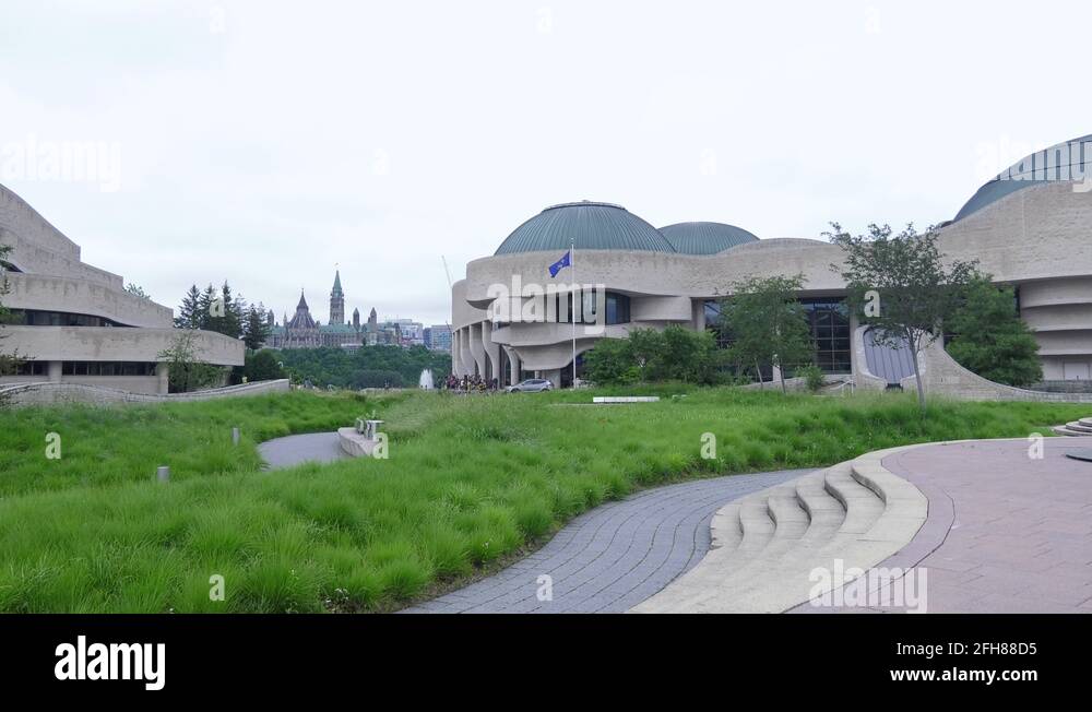 canadian museum of history with parliament in background 4k wide view ...