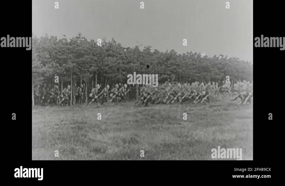 WW1 - German soldiers storm out of a forest Stock Video Footage - Alamy