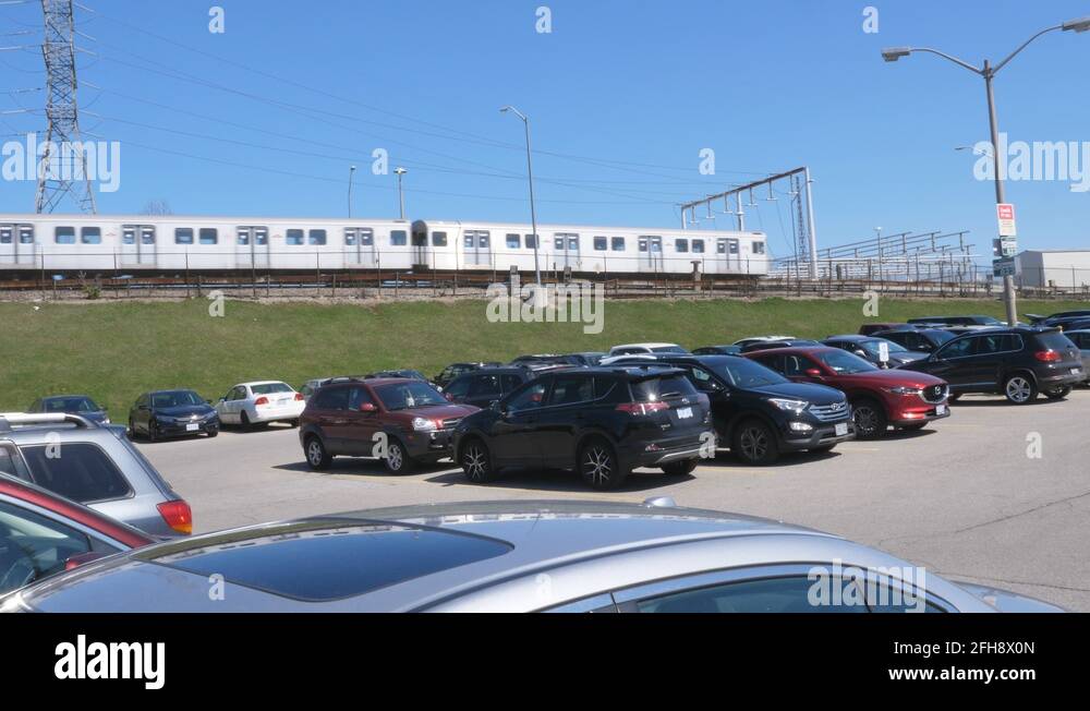 Toronto TTC subway train and parking lot. Warden Station, Toronto ...