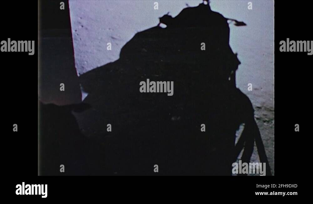 Astronaut Neil Armstrong descends the lunar module - 1969 Stock Video ...