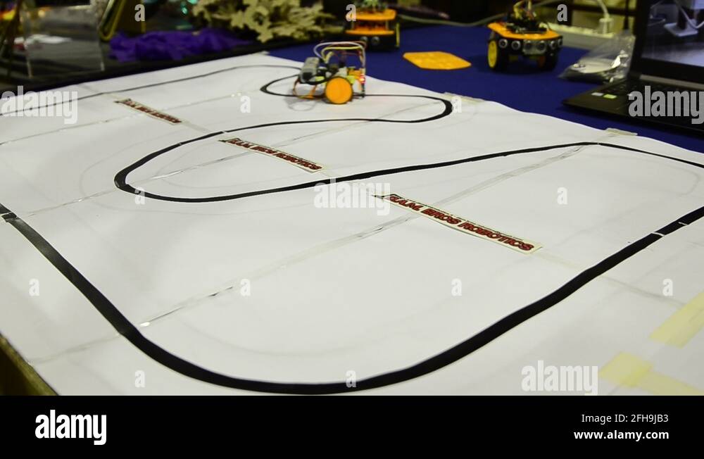 At the Fablab of Turin a demo with a small robot Stock Video Footage ...