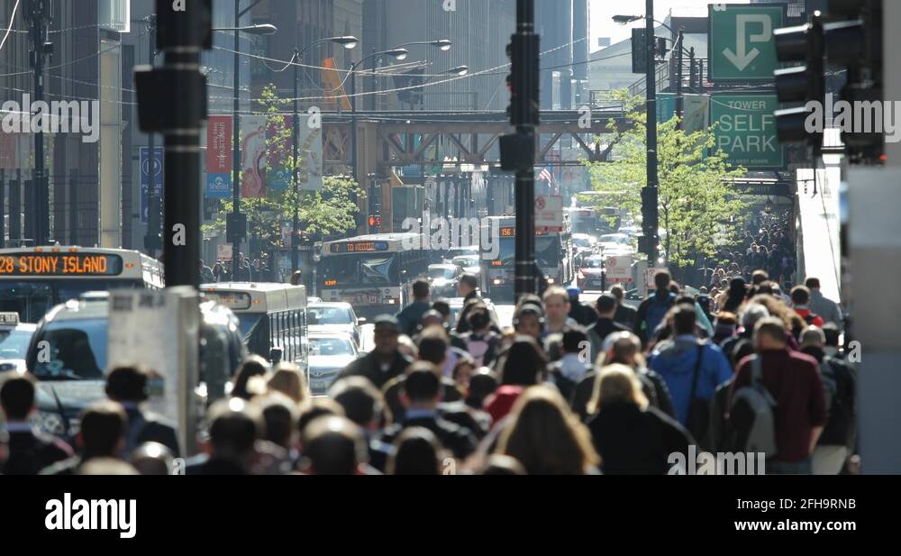 Crowd of commuter people walking street to work backlit silhouette ...