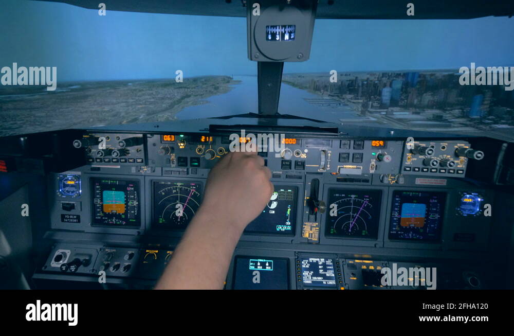 Flight instructor and his trainee are practicing taking off in a flight ...