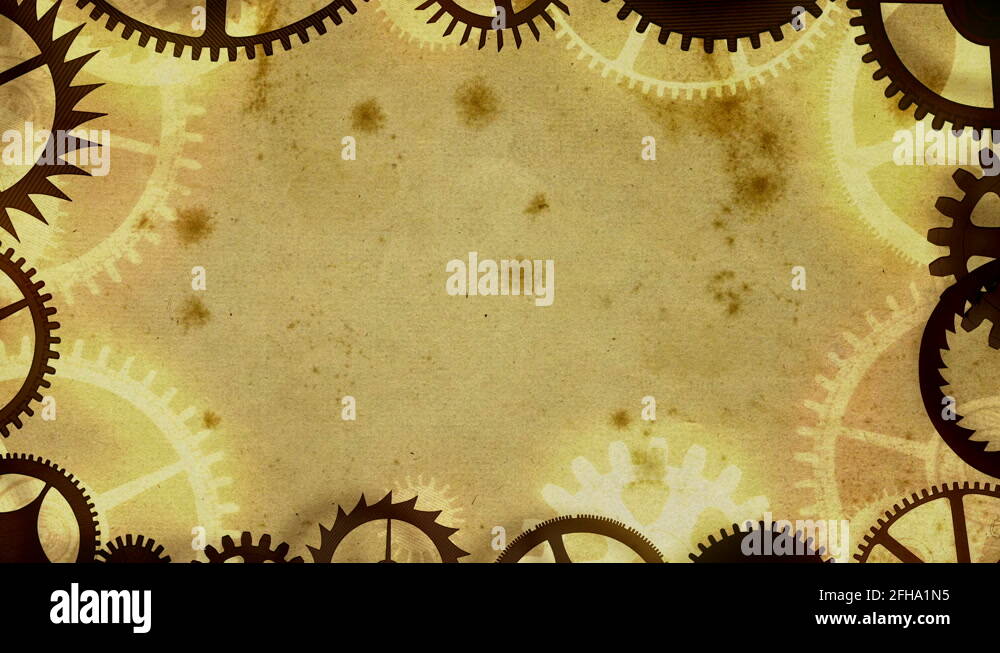 Vintage Mechanism Gears Frame Loop Background Animation Stock Video ...