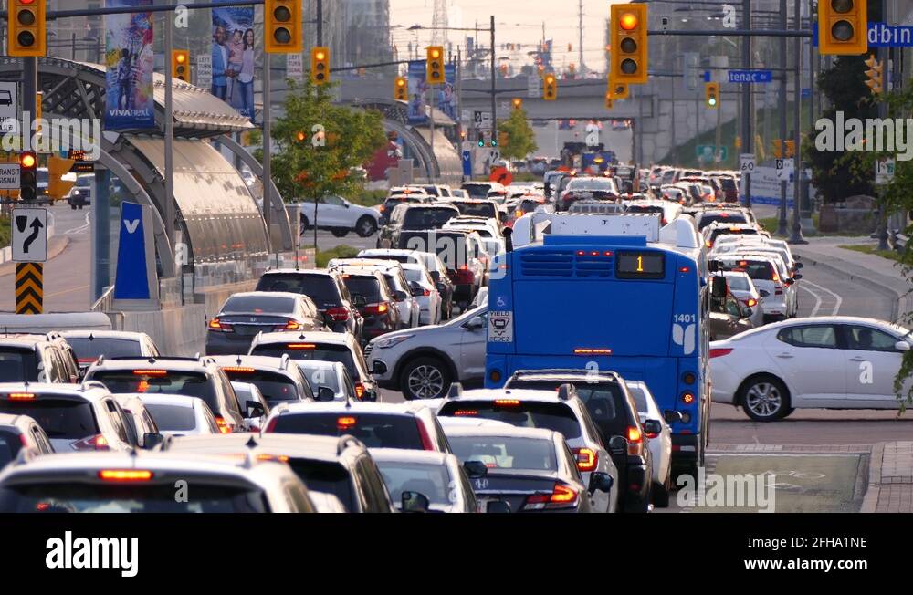 Traffic jam gridlock and road construction on city streets Stock Video ...