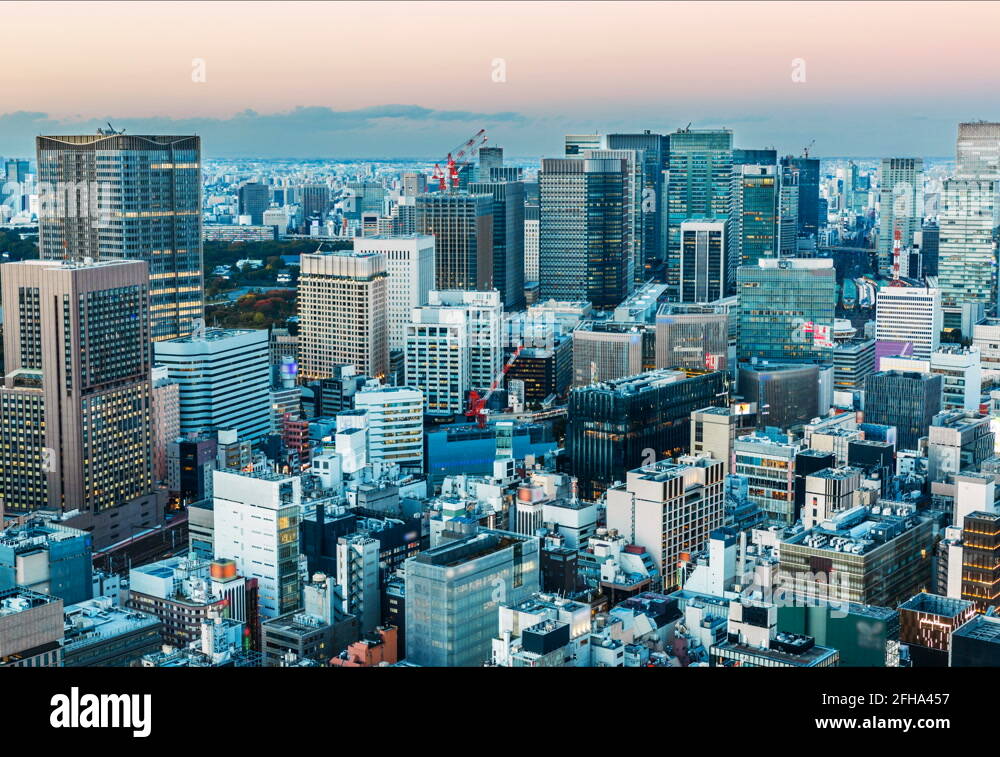 5K Timelapse Overview of Day to Night Transition of Ginza Skyline in Tokyo Stock Video Footage ...