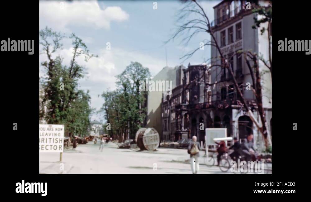 1945 Germany - British Sector End Sign on a crossing with civilian ...