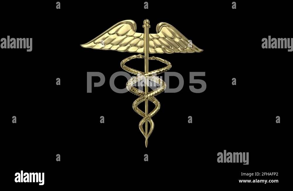A Golden Caduceus Medical Symbol Rotates Stock Video Footage - Alamy