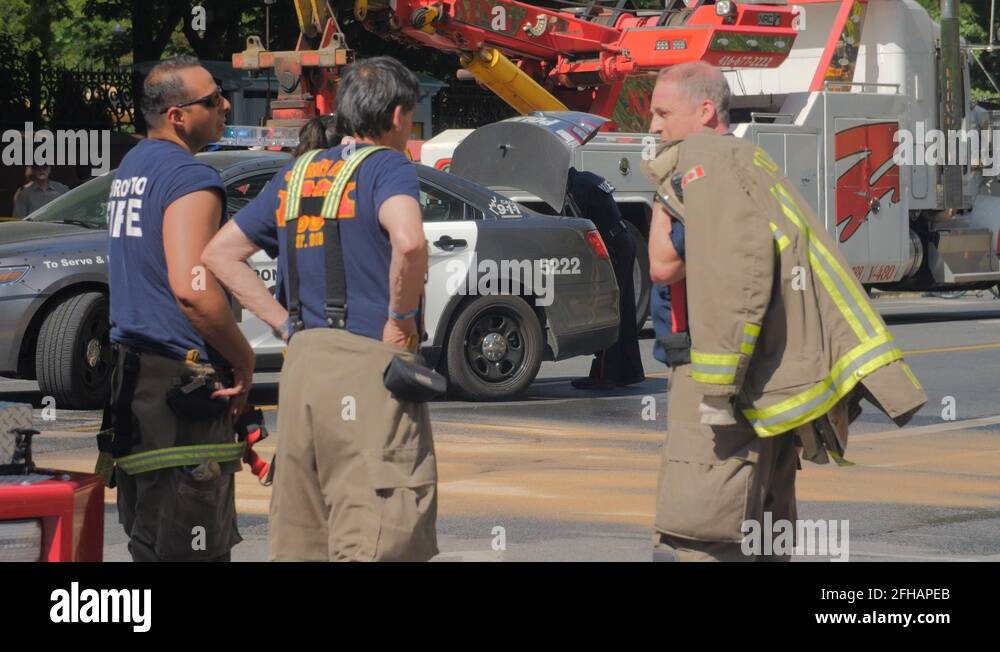 Toronto Emergency Crime Scene Intersection Firemen Police Group ...