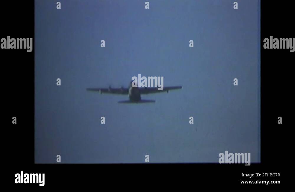 Lockheed C-130 Hercules aircraft flies in air - 1969 Stock Video ...