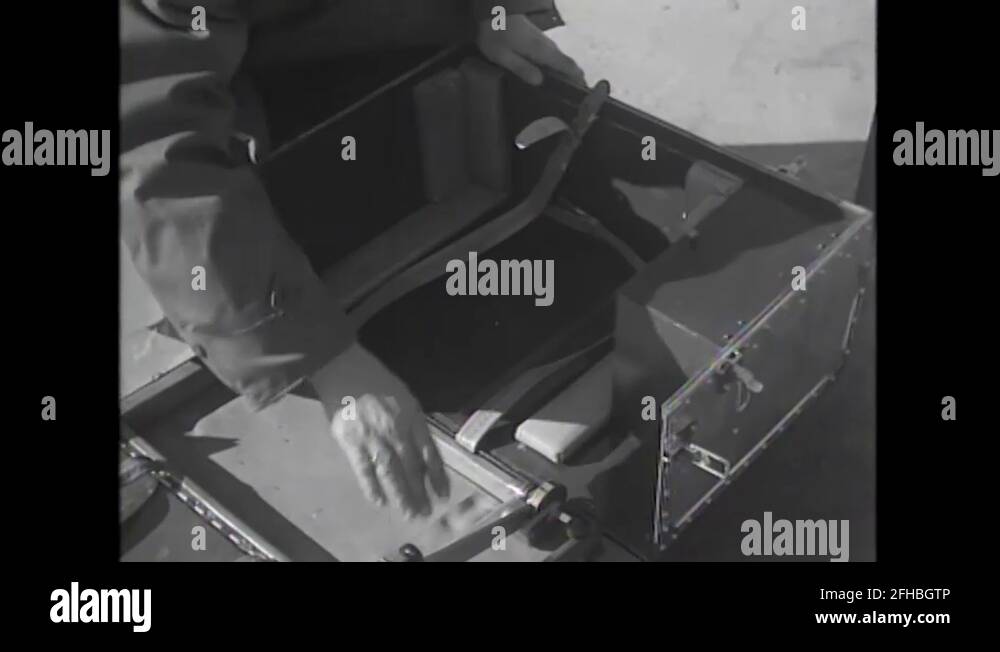 Korean soldier brings, unpacks and setting up projector - 1950 Stock ...