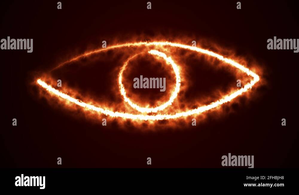 fire eye, 4k animation of eye from fire flames. Abstract burning eye ...