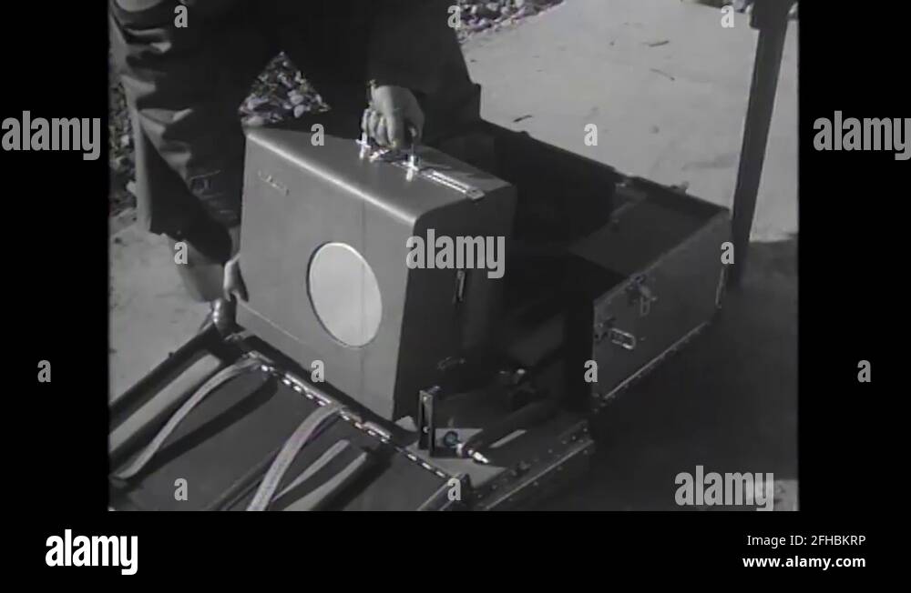 Korean soldier brings, unpacks and setting up projector - 1950 Stock ...