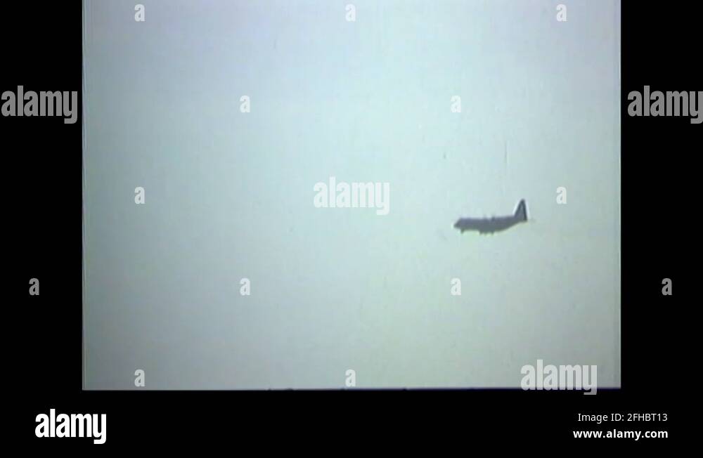 Lockheed C-130 Hercules aircraft flies in air - 1969 Stock Video ...