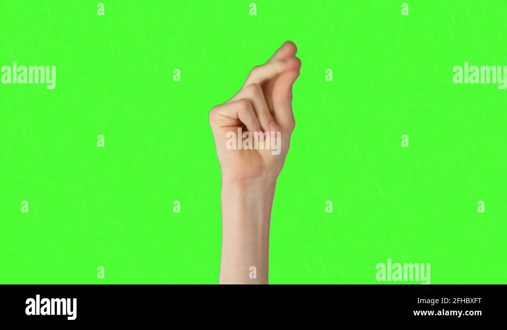 Snap hand signature. Green screen finger snap. Green screen hand. Green ...