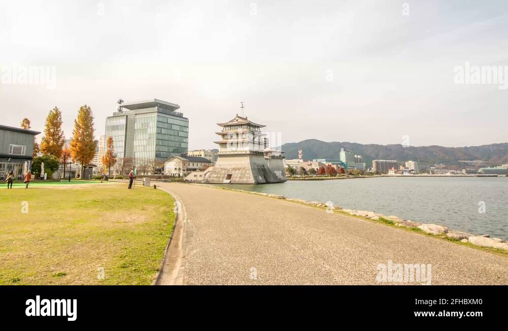 Otsu museum castle, shiga Japan. Hyperlapse showing building standing ...