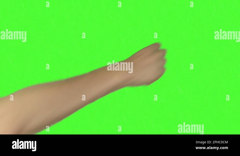 Punching hand signature. Green screen hand gesture. Green screen ...