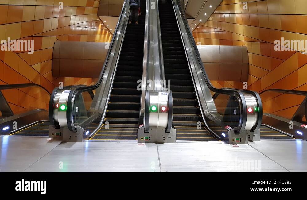 Four escalators leading to different places. The many paths of life to ...