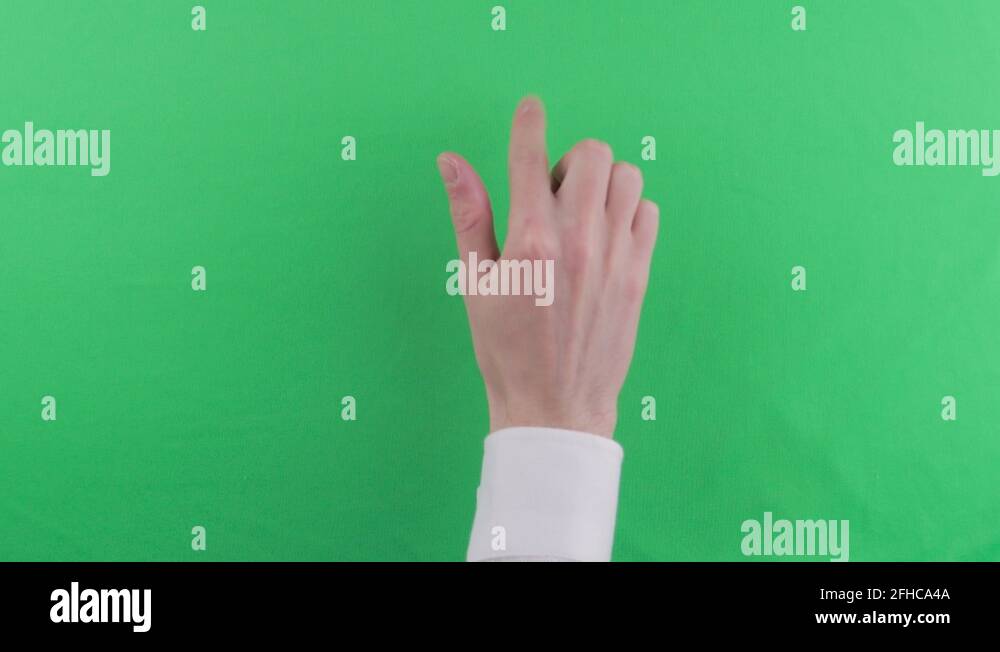 Fingers gestures on virtual screen. One finger man hand gestures back ...