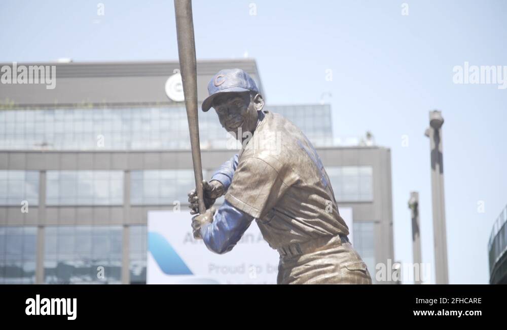 Ernie Banks Statue, Chicago Cubs, Wrigley Field Stadium, Sunny Day and ...