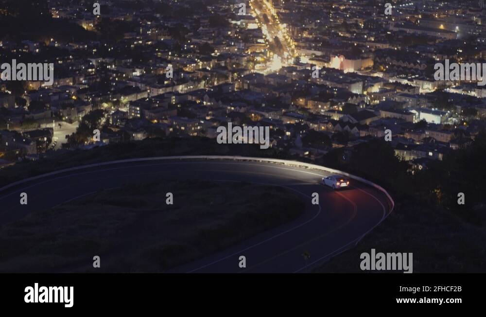Overview of Downtown San Francisco from Twin Peaks at Night, Twilight ...