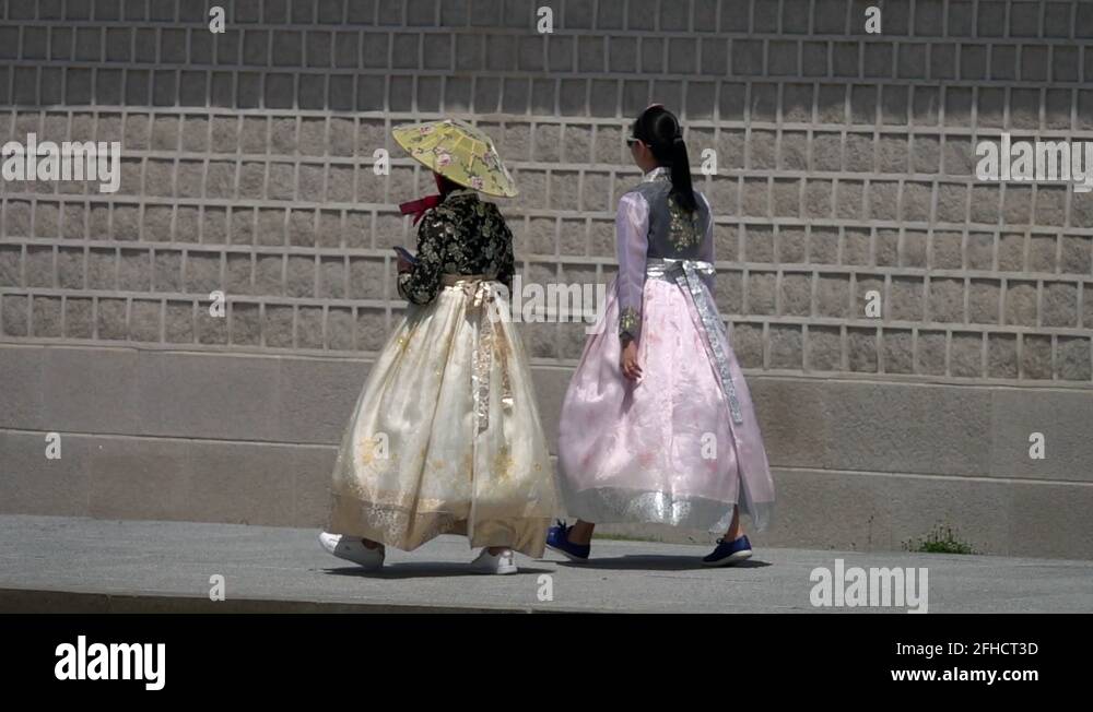 SOUTH KOREA - MAY 29, 2018: People Walking in Traditional Korean ...